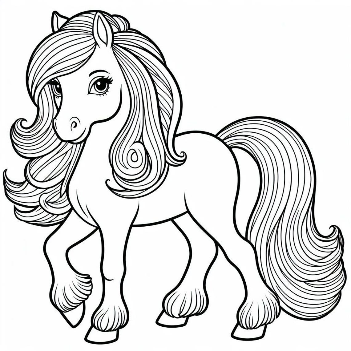 HORSES Coloring Book. 48 Pages. Kids, Printable, Activity, Drawing, Art ...