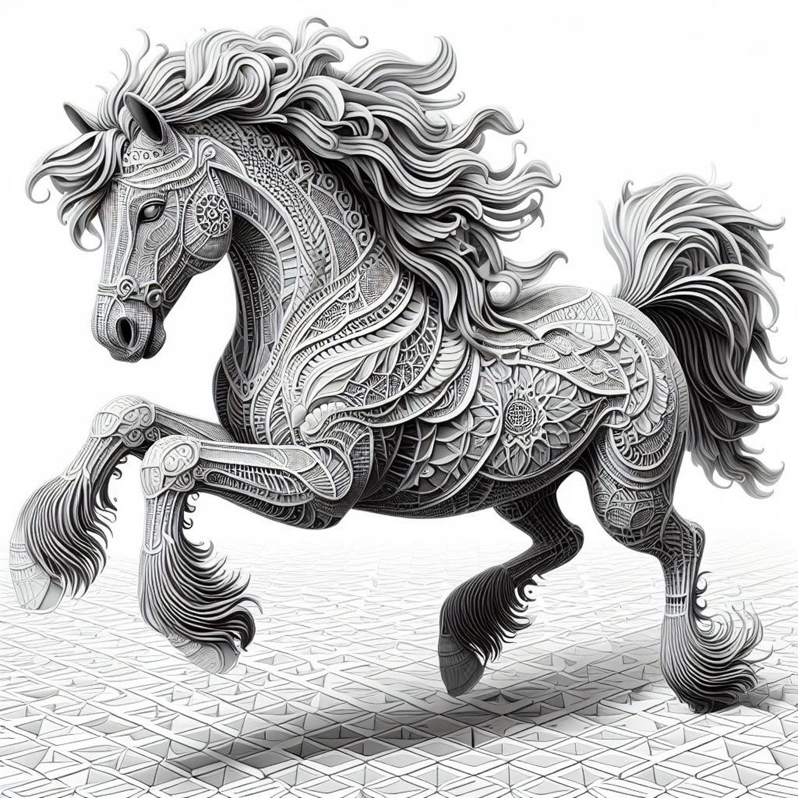 HORSES Coloring Book. 48 Pages. Kids, Printable, Activity, Drawing, Art ...