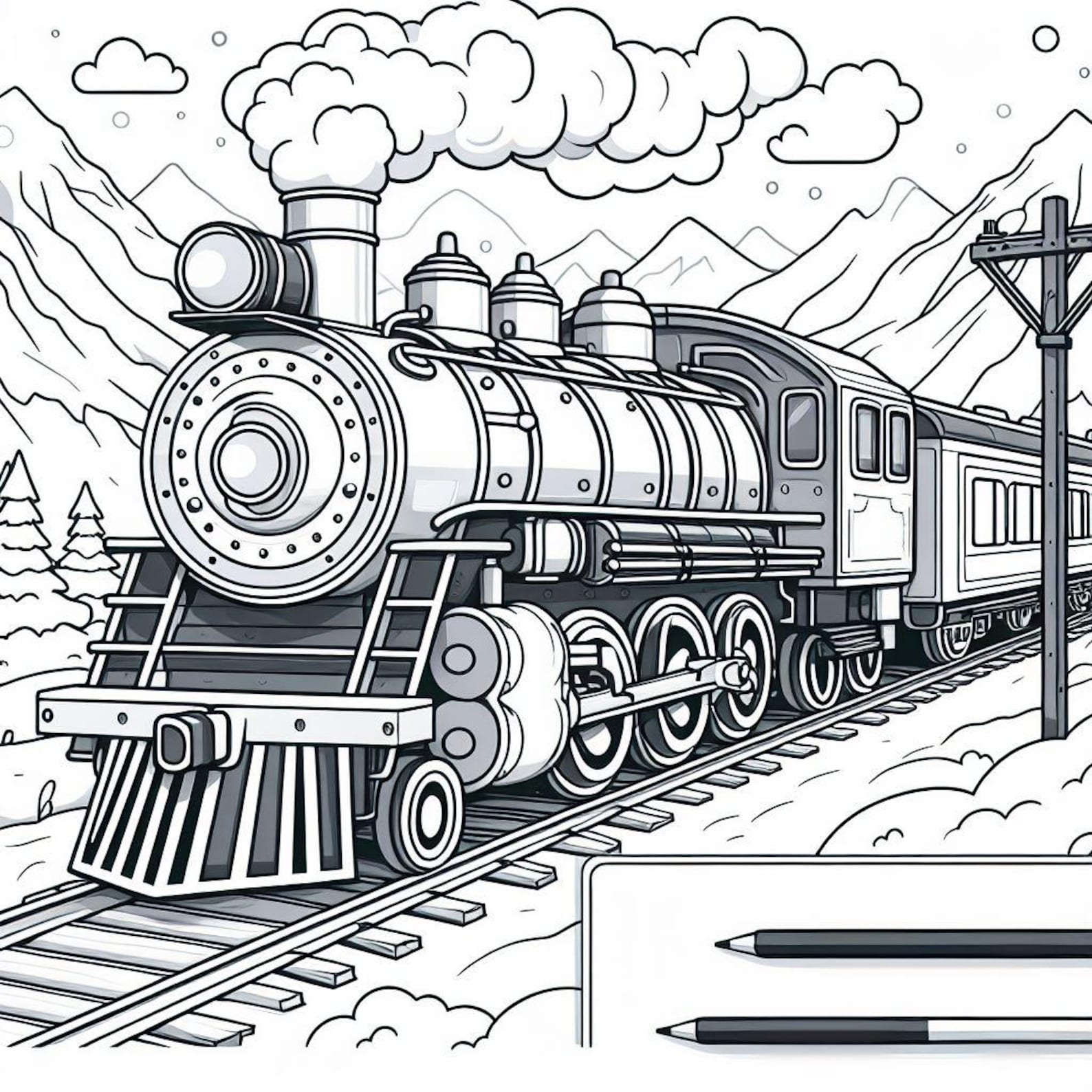 TRAIN Coloring Book. 41 Pages. Kids, Printable, Activity, Drawing, Art ...