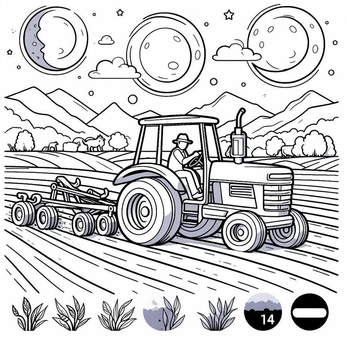 TRACTOR Coloring Book. 48 Pages. Kids, Printable, Activity, Drawing ...