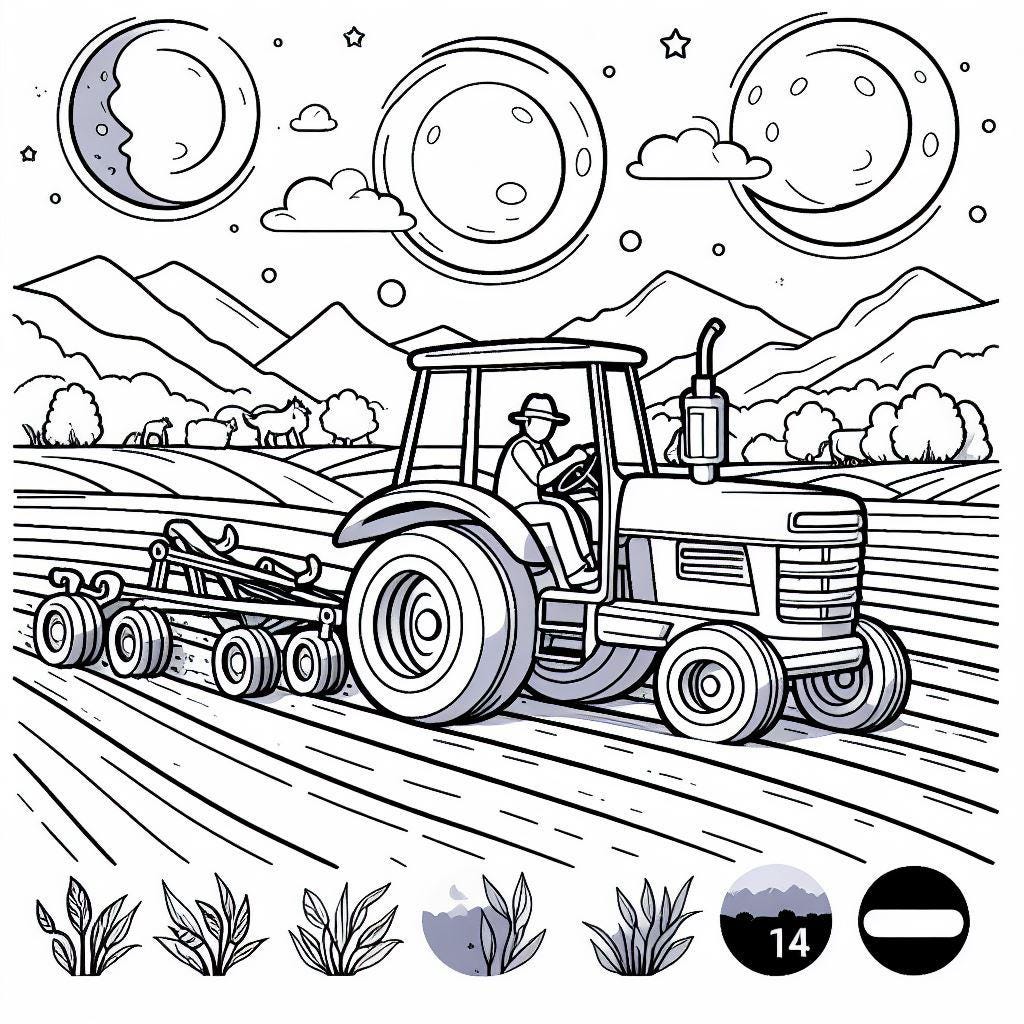 TRACTOR Coloring Book. 48 Pages. Kids, Printable, Activity, Drawing ...