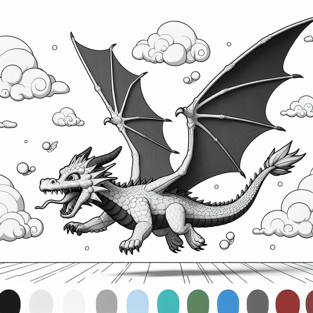 DRAGON Coloring Book. 47 Pages. Kids, Printable, Activity, Drawing, Art ...