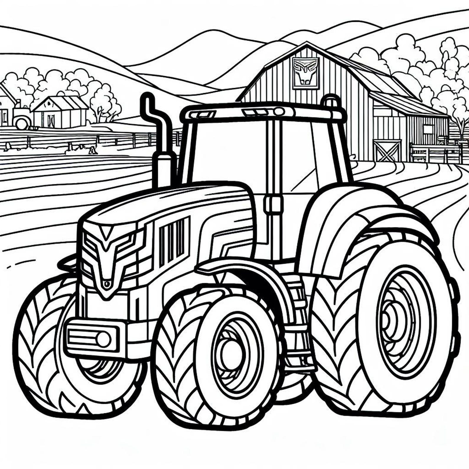 TRACTOR Coloring Book. 48 Pages. Kids, Printable, Activity, Drawing ...