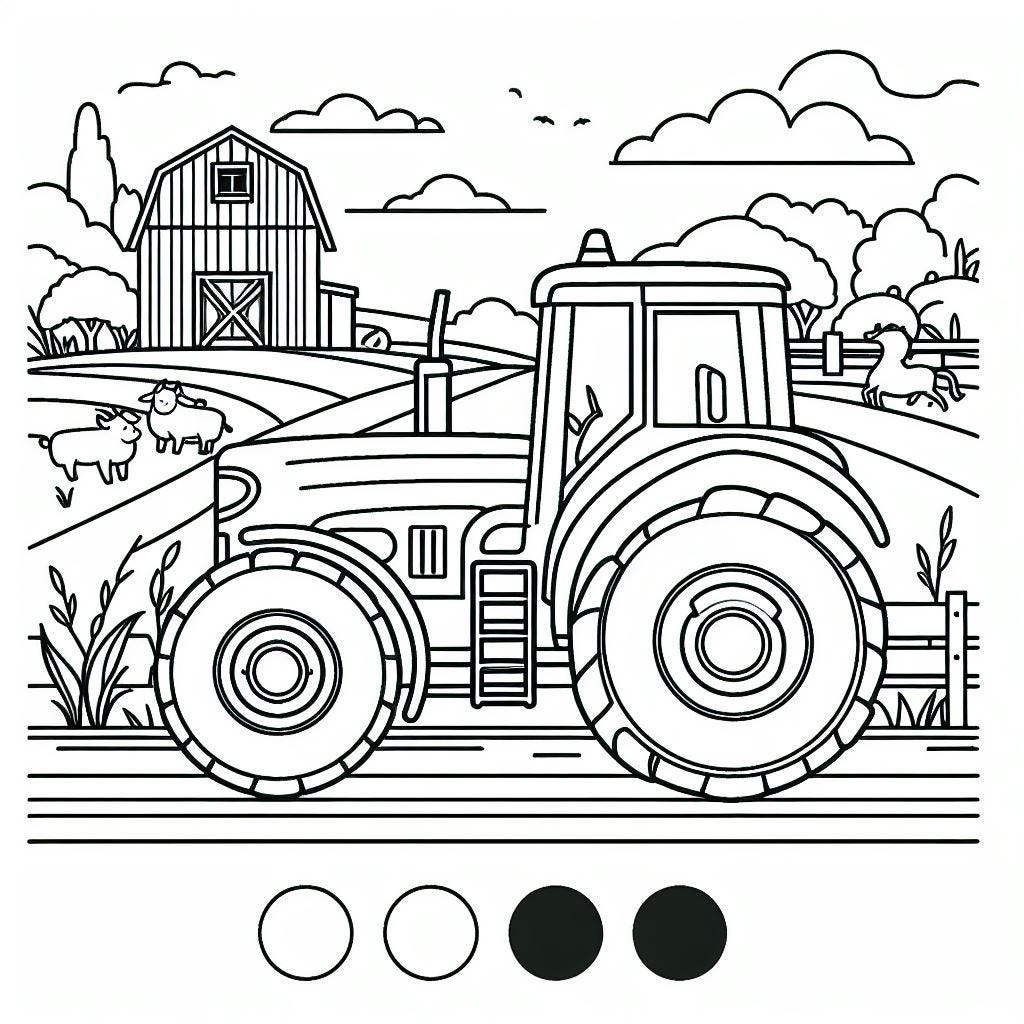 TRACTOR Coloring Book. 48 Pages. Kids, Printable, Activity, Drawing ...