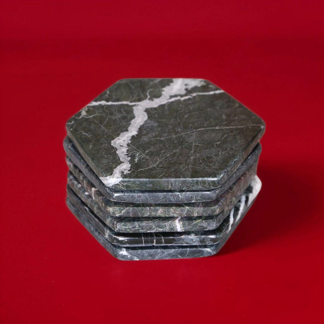 Hexagon Onyx Tea Coasters Set of 6 - Handmade Elegant Home Decor ...