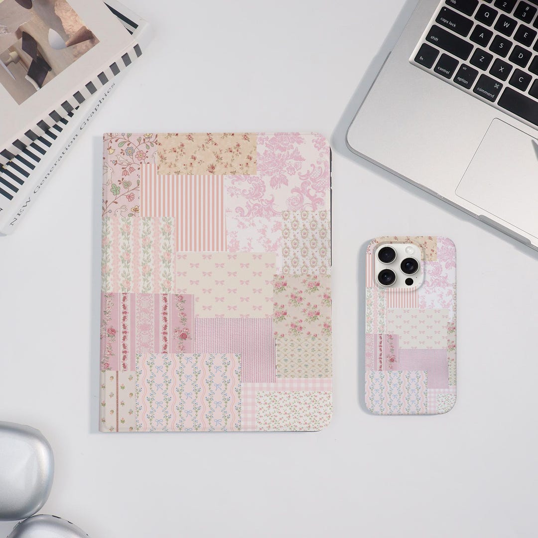Pink Floral Scrapbook Case for Ipad&iphone iPad Air 7/6/5 iPad Pro 2024 ...