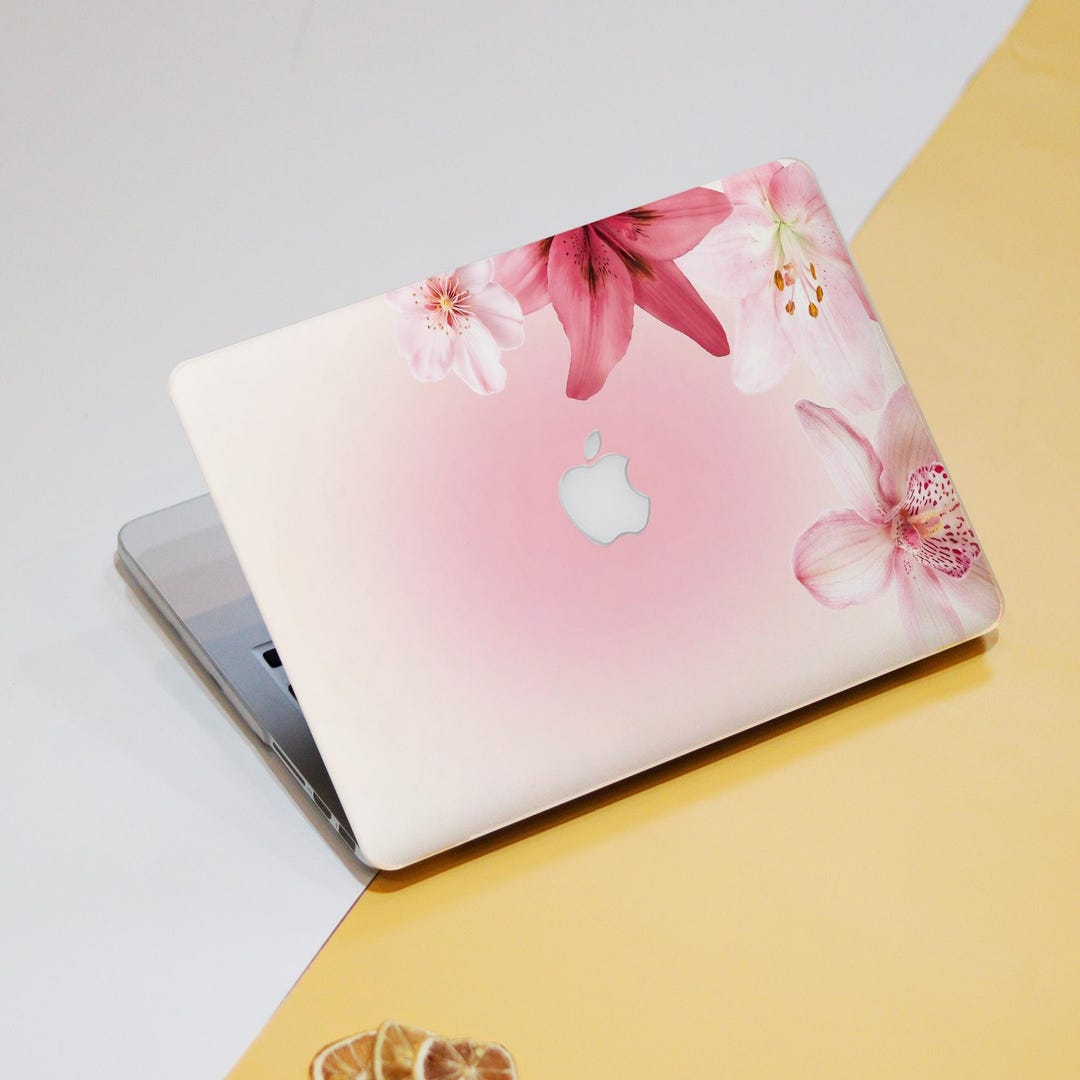 Gradient Pink Floral MacBook Pro 13 Inch Case Hardshell Laptop Case for ...