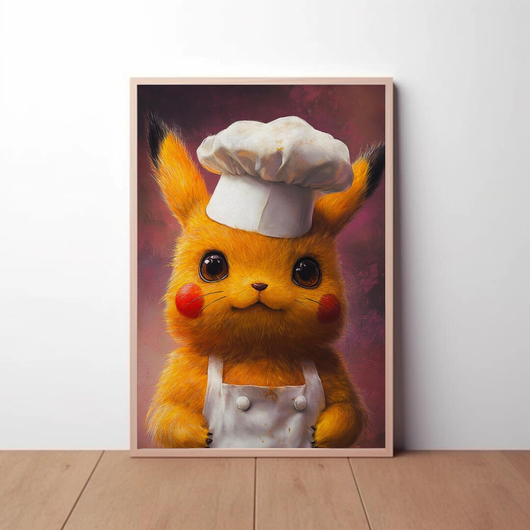 Pikachu Chef Wall Art Sublimation PNG A Unique Culinary Graphic for T ...
