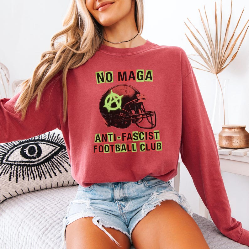 No MAGA Football Shirt, Anti Fascist Game Day Tee, Punk Rock Anarchy ...
