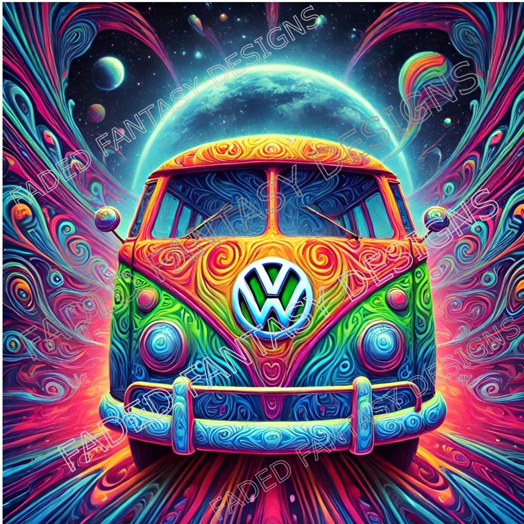 Spaced Out VW Bus 3D Illusion - Digital Design - Svg, Png, Jpg - Etsy
