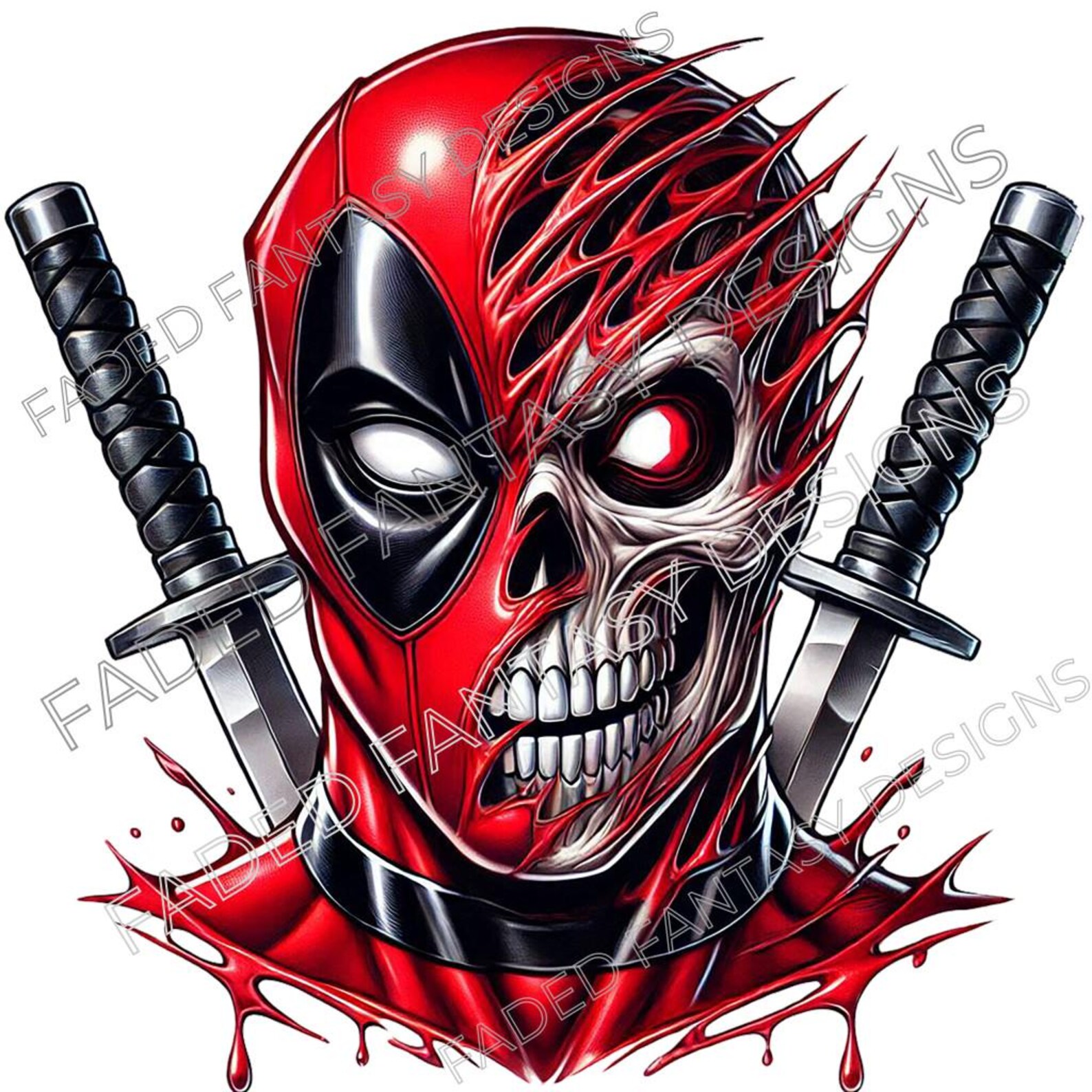 Deadpool Inspired Digital Design on Transparent Background - 3D ...
