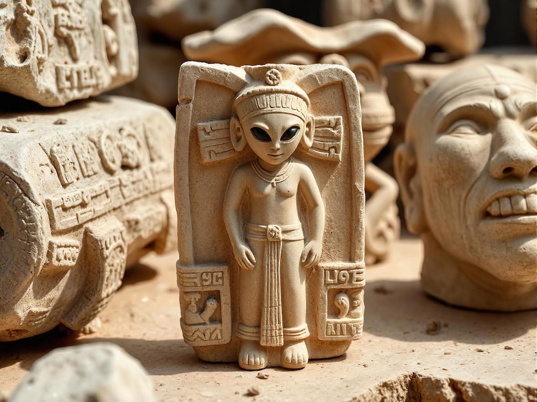 Ancient Asian Alien Statue Design for Printing and Accessories ...