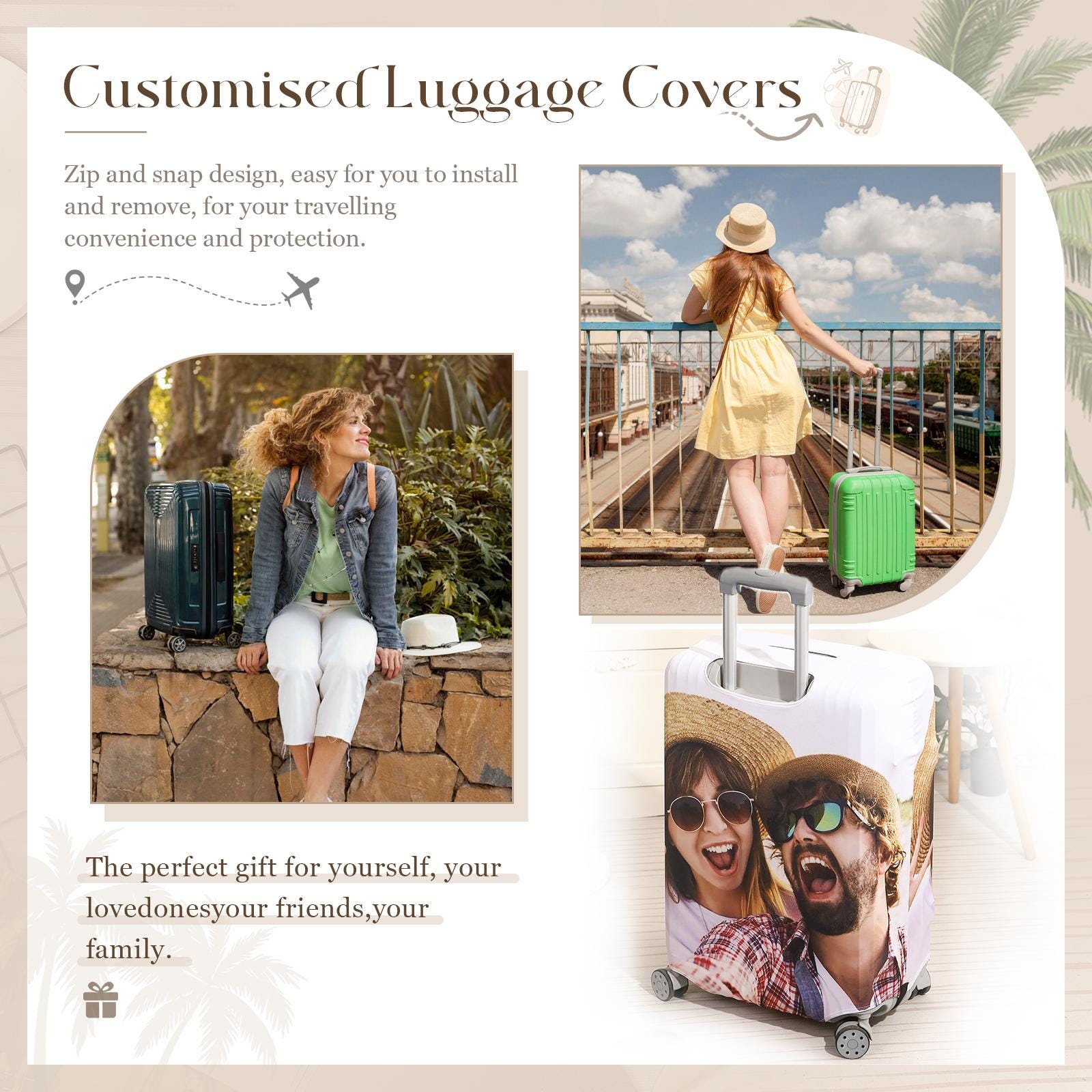 Personalized Luggage Cover With Custom Photo, Suitcase Protector for ...