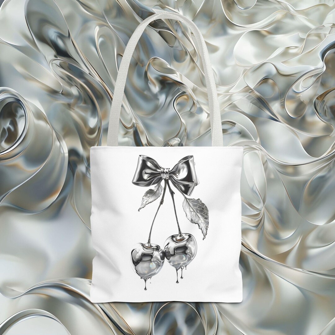 Cybercore Aesthetic Tote Bag, Coquette Cherry Bow, Kawaii Harajuku ...