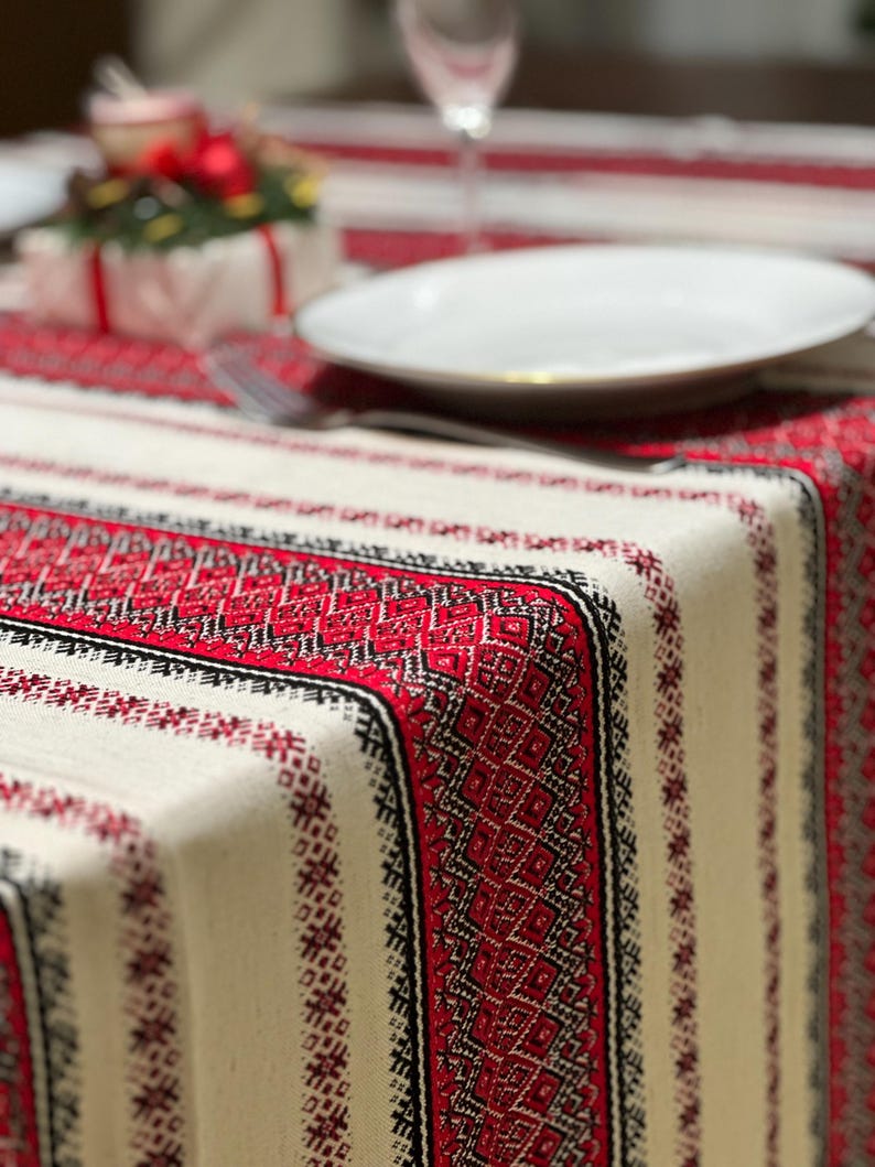 Ethnic Ukrainian Embroidered Linen Tablecloth, Dining Table Decor ...