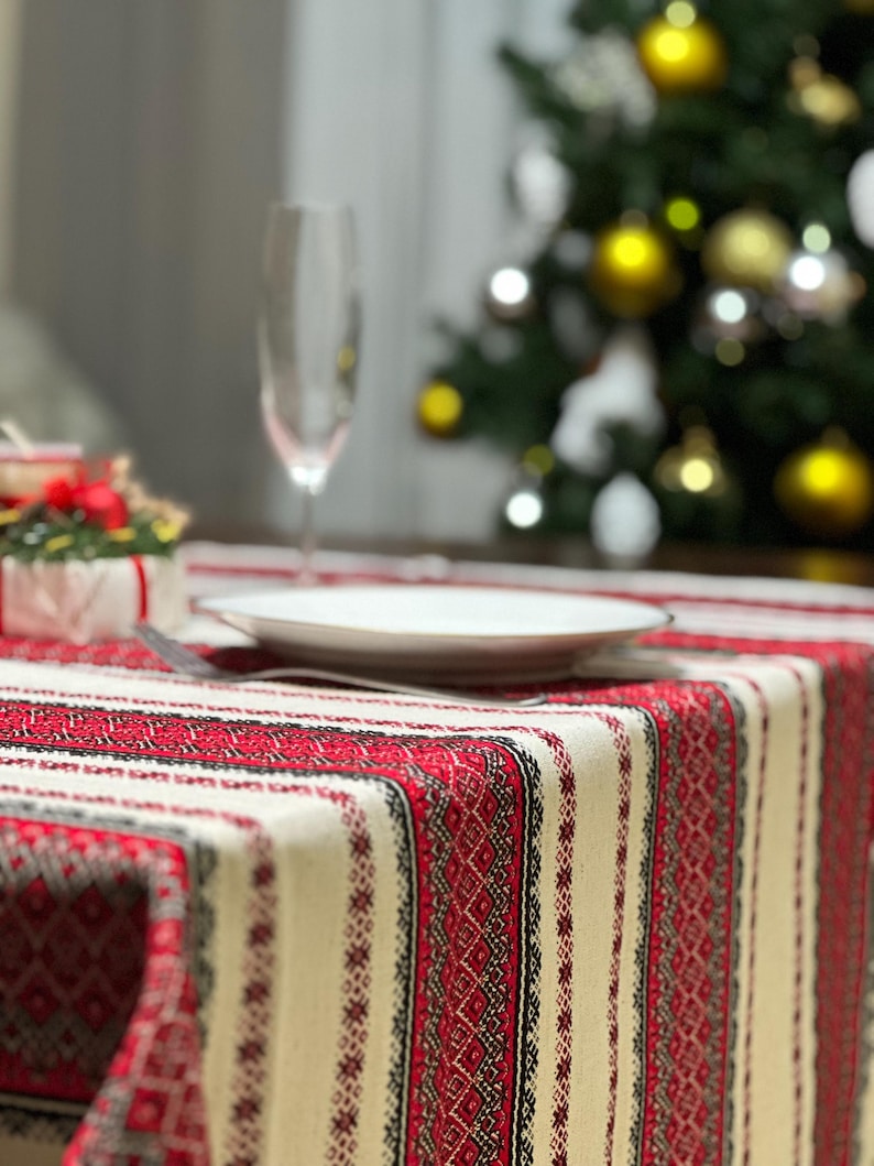 Ethnic Ukrainian Embroidered Linen Tablecloth, Dining Table Decor ...