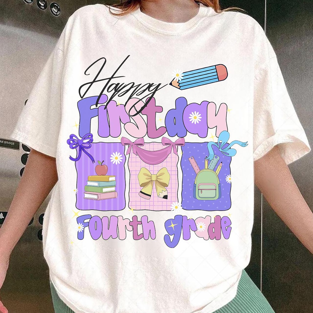 Happy Firts Day Fourth Grade PNG, Preppy Back to School Floral PNG ...
