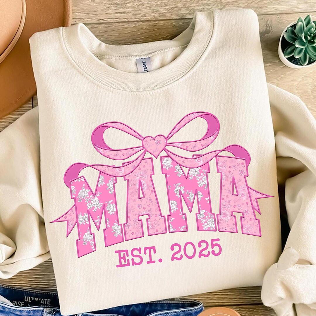 Pink Mama Est 2025 Coquette Png, Mama Png, Mama Bow Png, Pink Floral ...