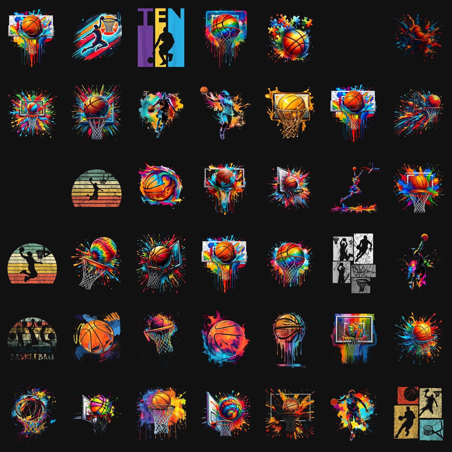 Basketball Drip PNG Bundle, Neon Drip Basketball Png, Basketball ...