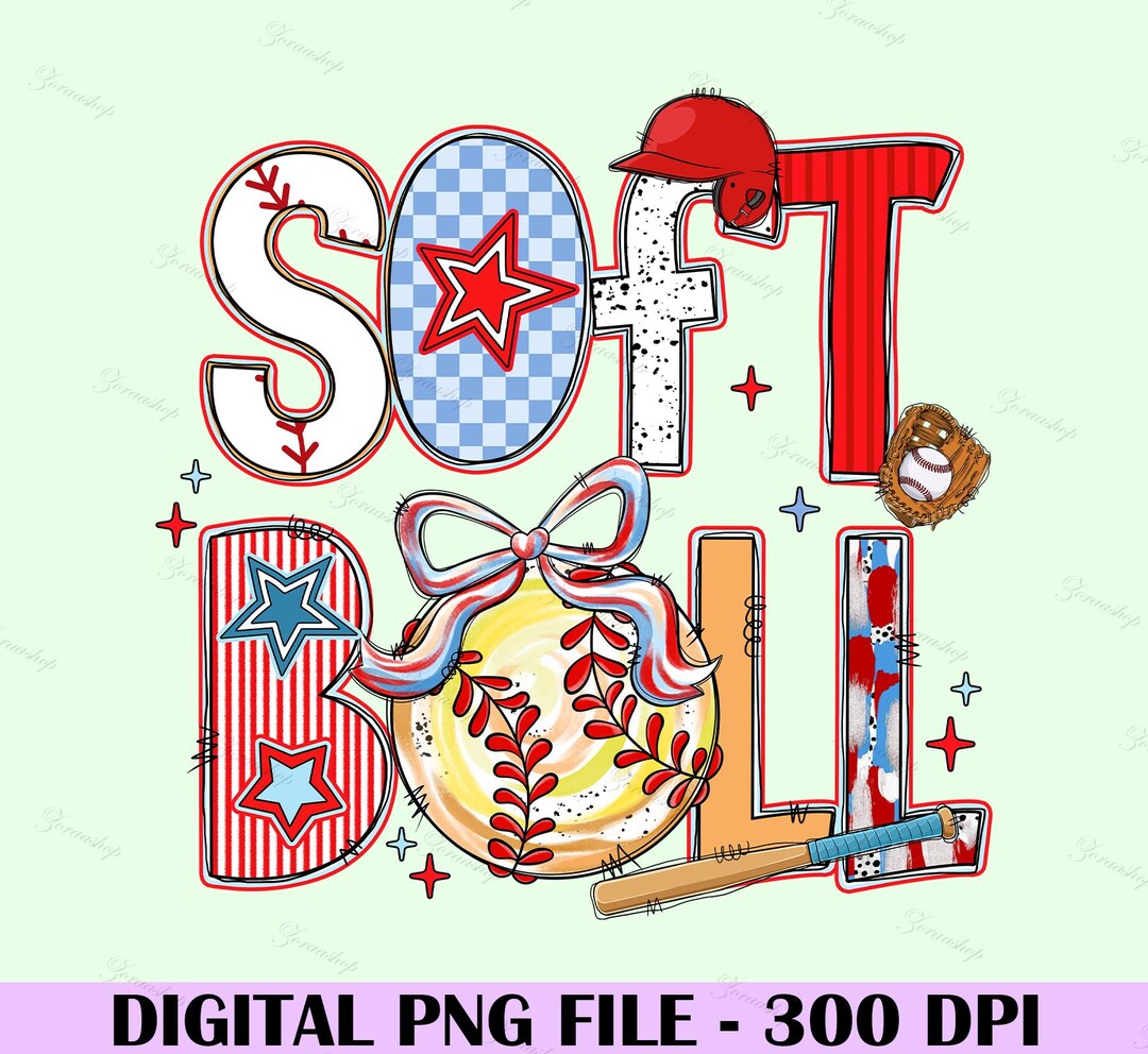 Softball Coquette Png, Brushstroke Softball Coquette Png, Game Day ...