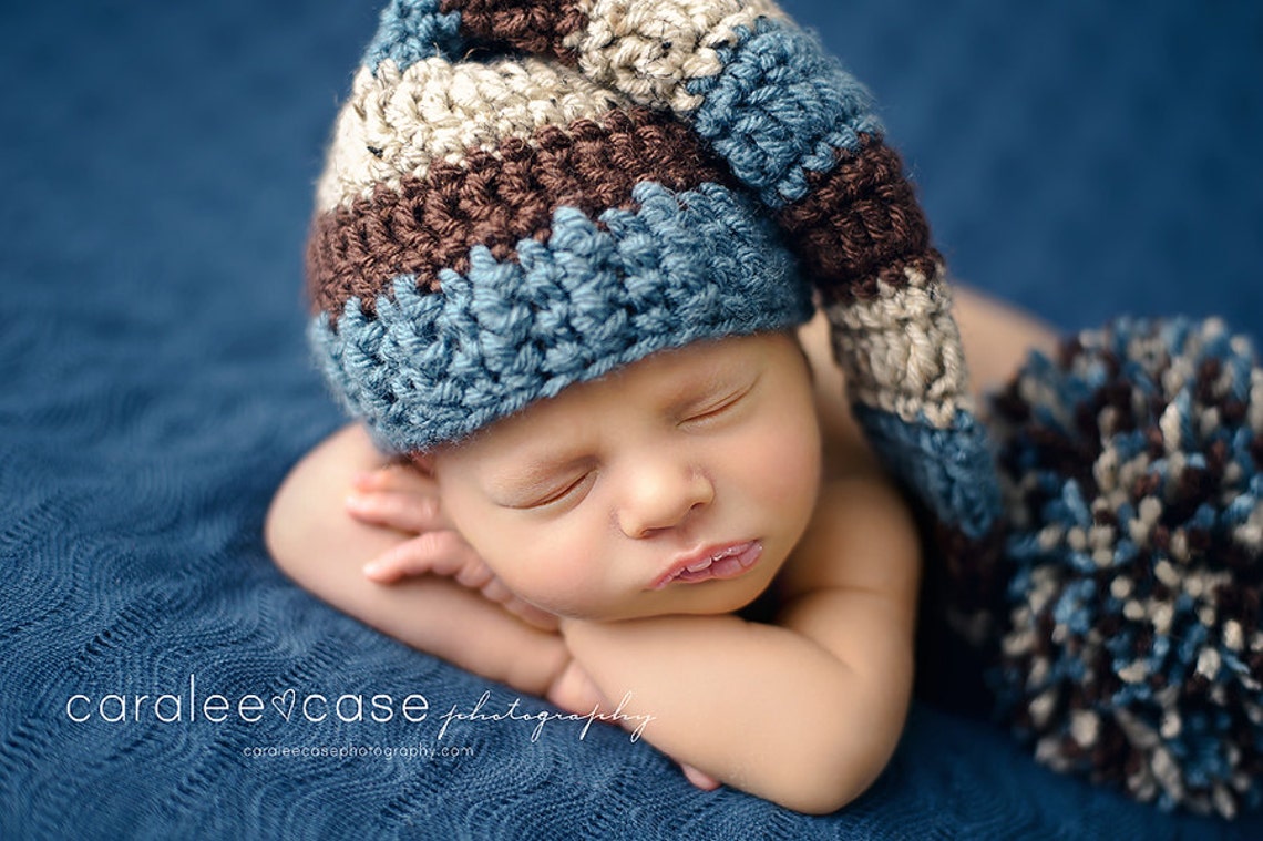 Elf Hat in Dusty Blue, Chocolate, and Oatmeal - Etsy