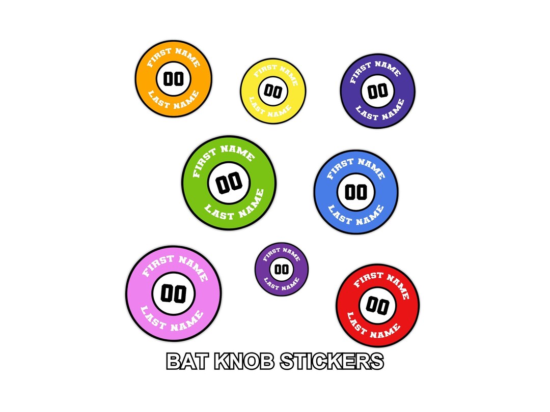 Personalized Bat Knob Vinyl Stickers, Baseball Softball Bat Stickers ...