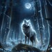 Mystical Lunar Guardian Wolf Framed Poster, Enchanted Silver Woods Art ...