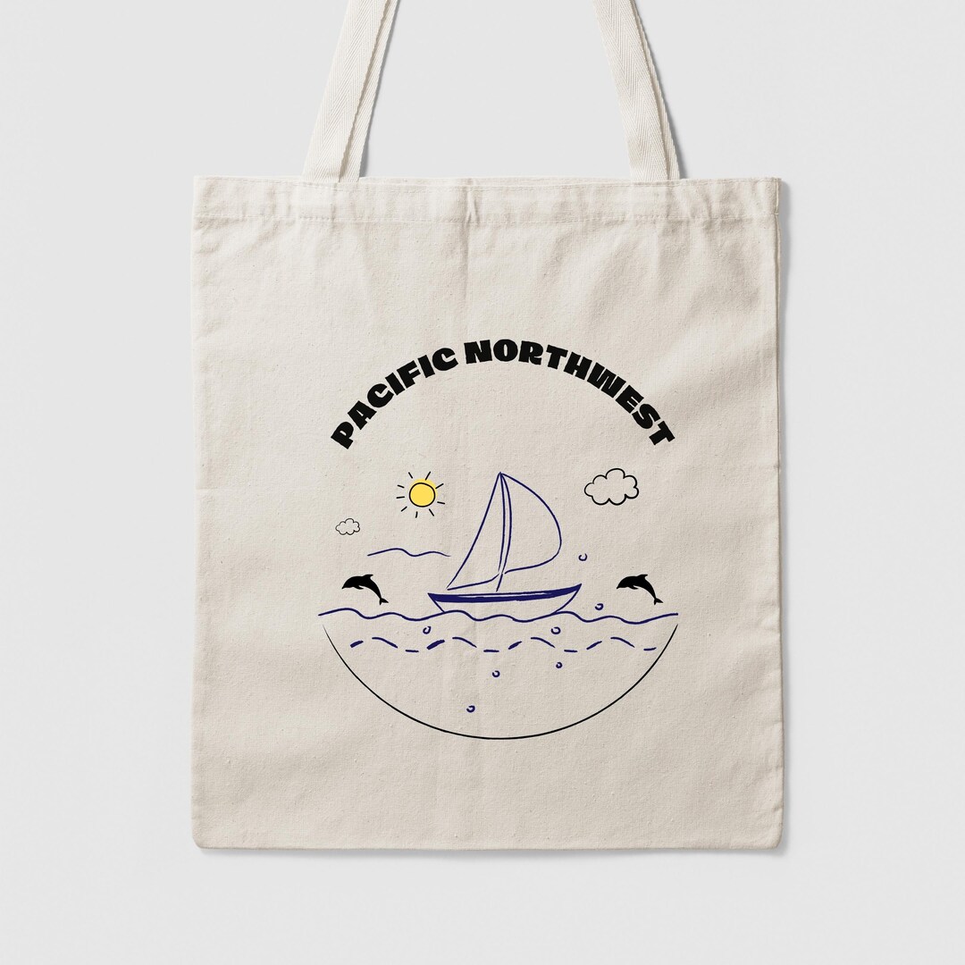 Hand Painted Pacific Northwest Tote Bag: Ocean Nature Design - Etsy