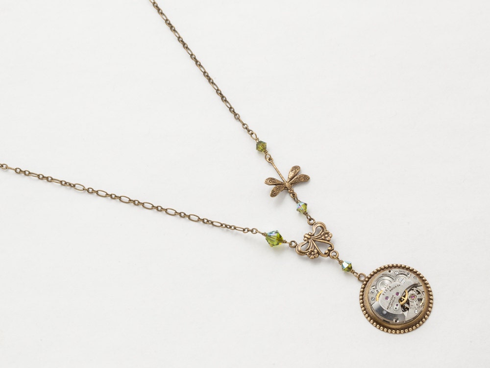 Steampunk Necklace Vintage silver watch movement with gold | Etsy