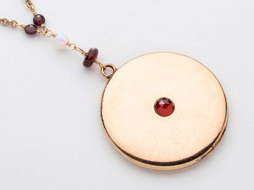 Victorian Locket Necklace, Large Round Locket in Rose Gold Filled With ...