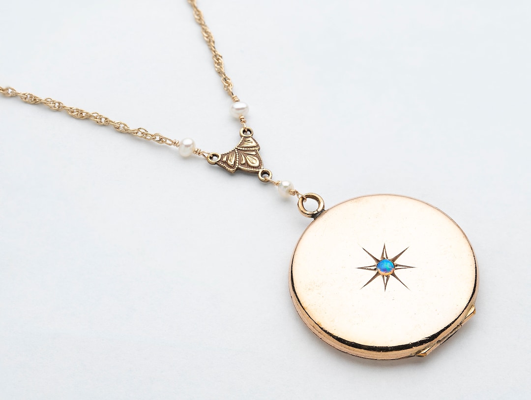 Victorian Star Locket Necklace, Vintage Starburst Locket in Gold Filled ...