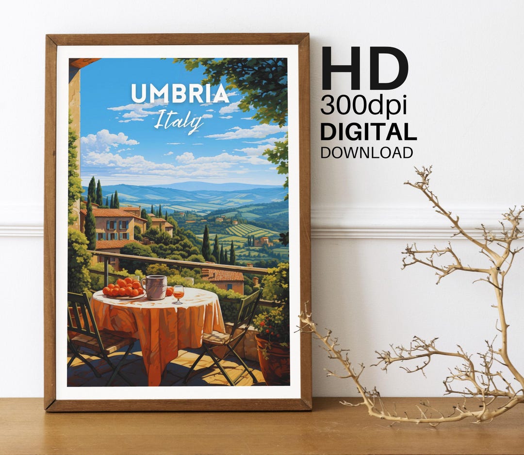 Umbria Travel Print, Printable Italy Wall Art, Download Travel Poster ...
