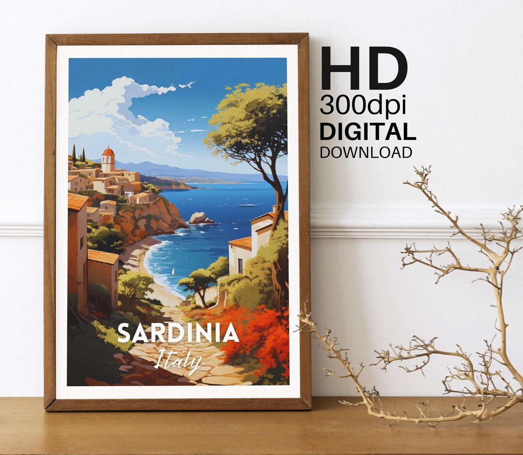 Sardinia Travel Print, Printable Italy Wall Art, Download Travel Poster ...
