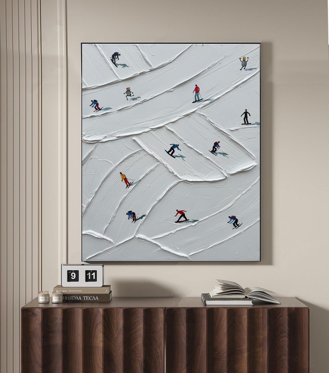 Handmade Ski Resort Oil Painting, Abstract Snow Monster Art - Etsy