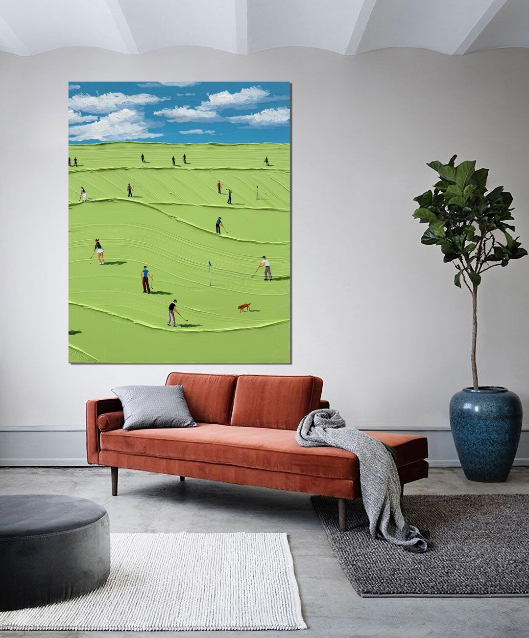 3D Golf Course Oil Painting: Green Texture Abstract Art - Etsy
