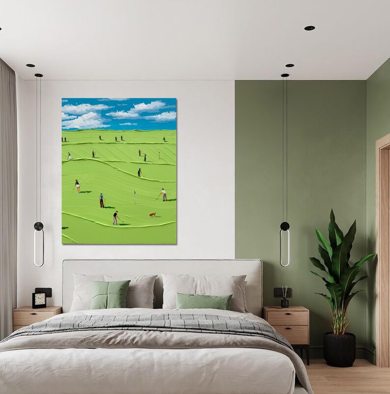 3D Golf Course Oil Painting: Green Texture Abstract Art - Etsy