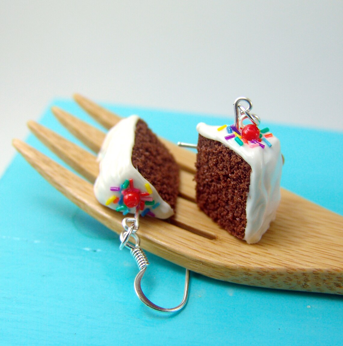Cake Earrings // Chocolate Cake Jewelry With Rainbow Sprinkles // MADE ...