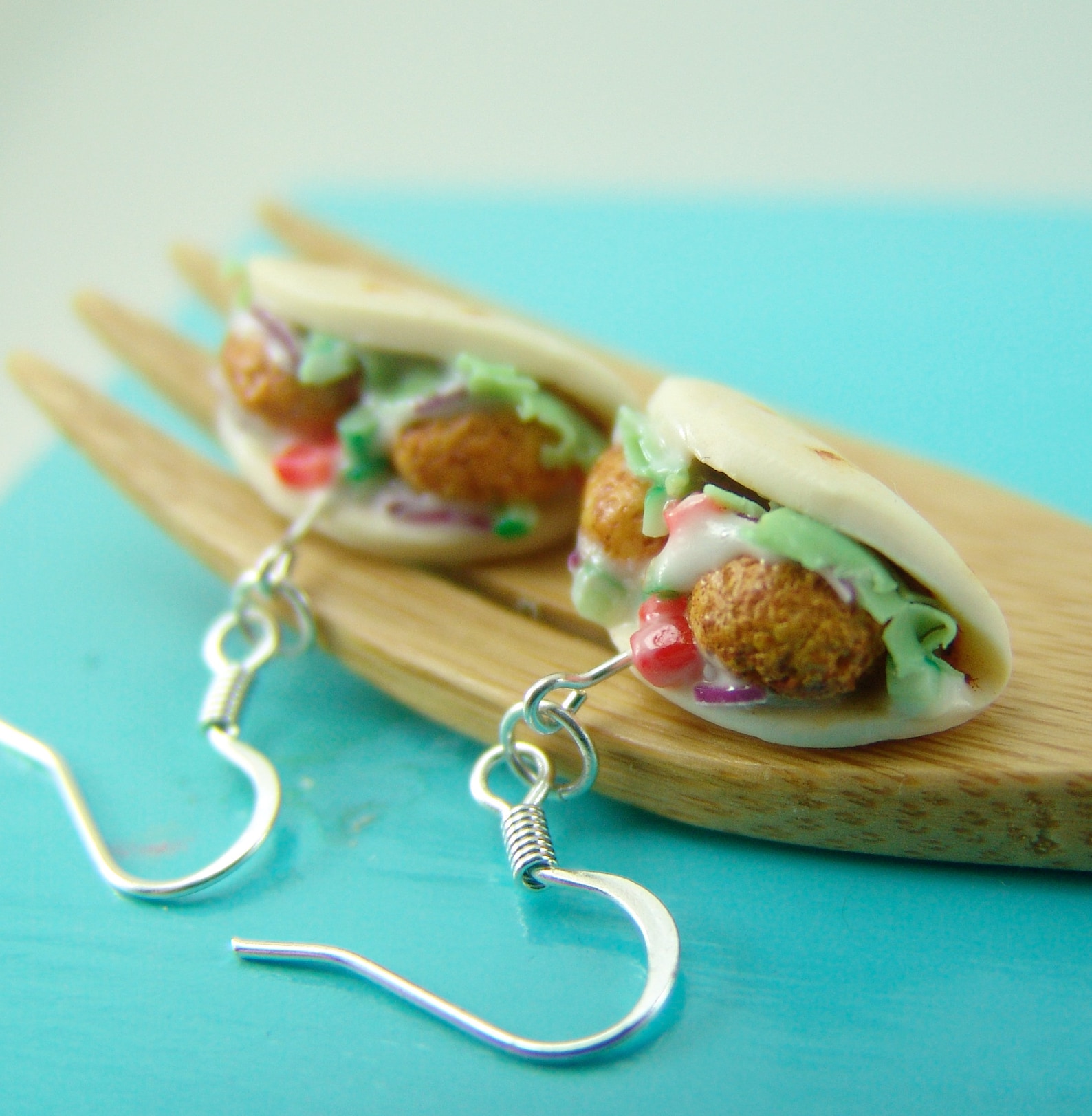 Food Earrings // Falafel Earrings // MADE TO ORDER // Dangly Earrings ...
