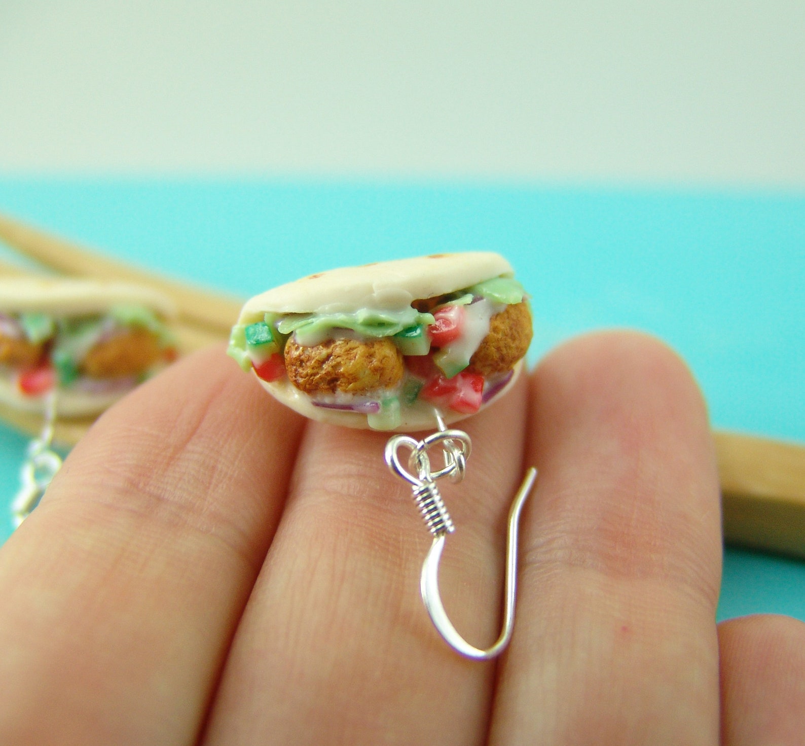 Food Earrings // Falafel Earrings // MADE TO ORDER // Dangly Earrings ...