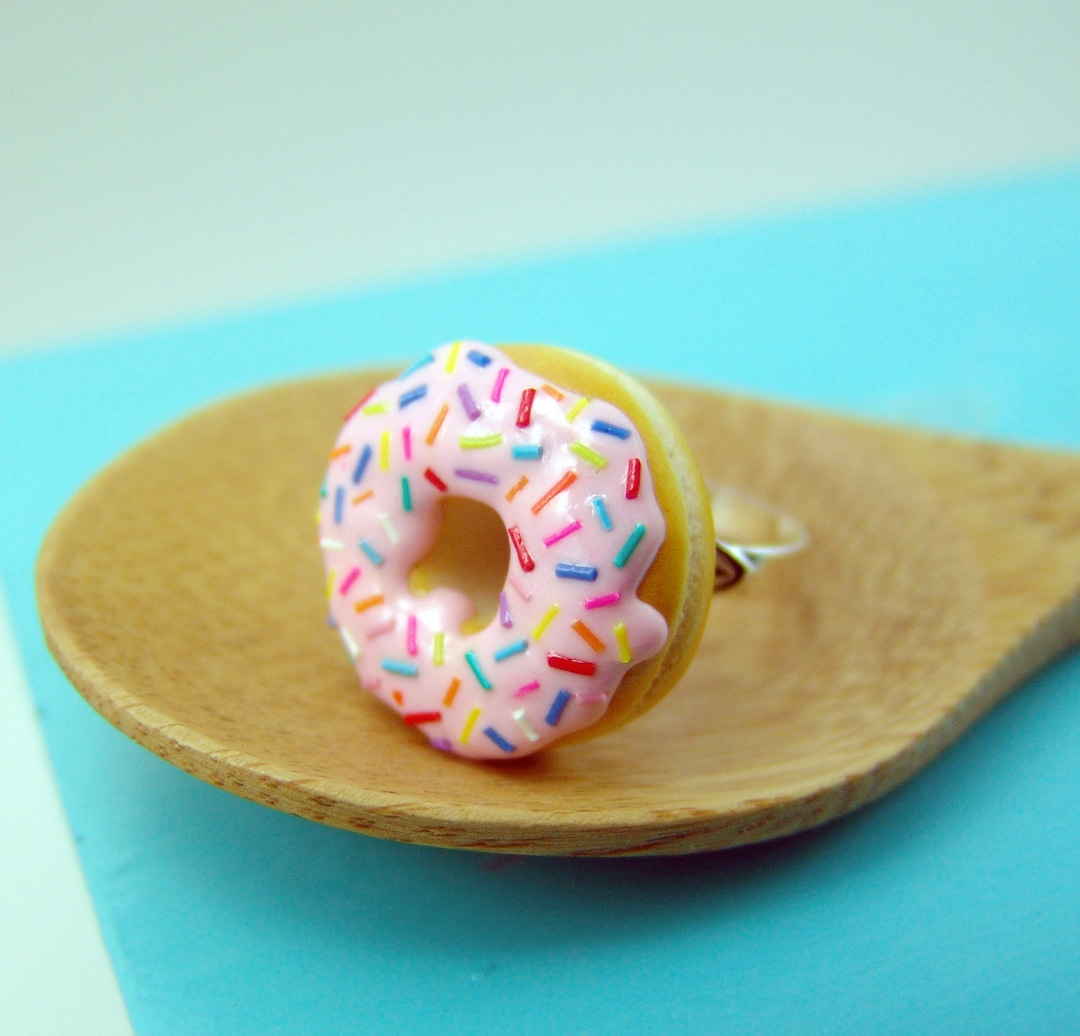 Food Ring // Donut Ring With Rainbow Sprinkles // Adjustable Ring ...