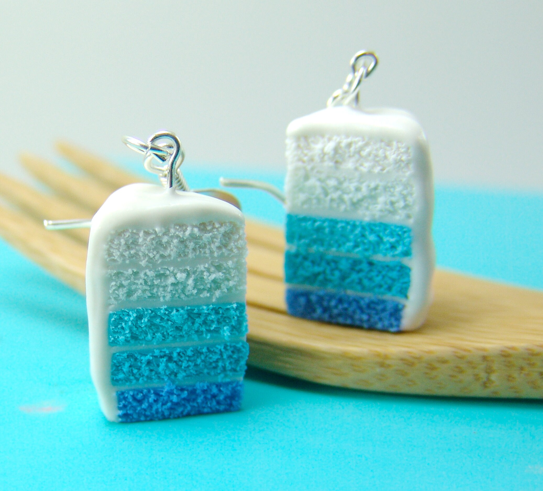 Cake Earrings // Blue Ombre Earrings // Food Jewelry // MADE TO ORDER ...