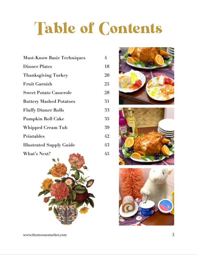 Digital Miniature Tutorial // Tiny Thanksgiving Dinner in | Etsy