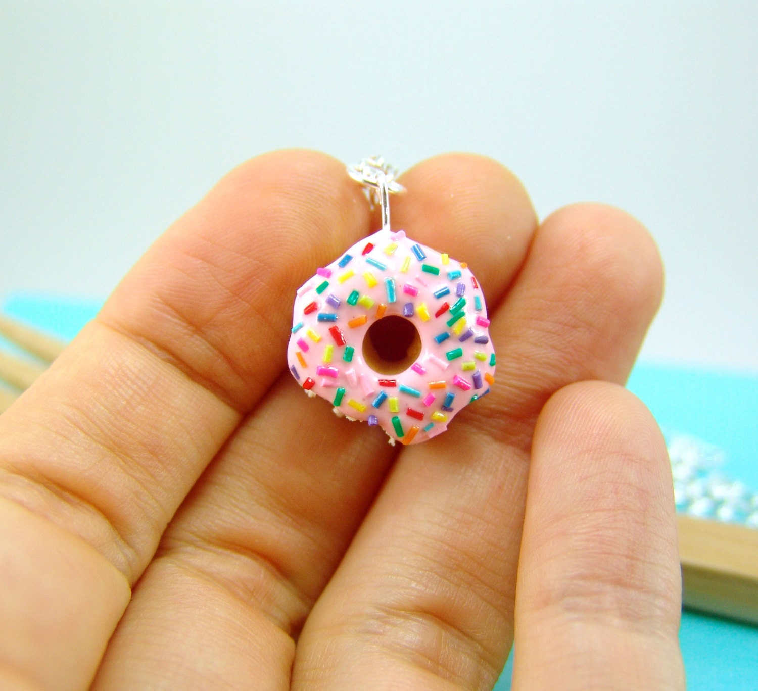 Food Necklace // Donut Necklace With Rainbow Sprinkles // MADE TO ORDER ...
