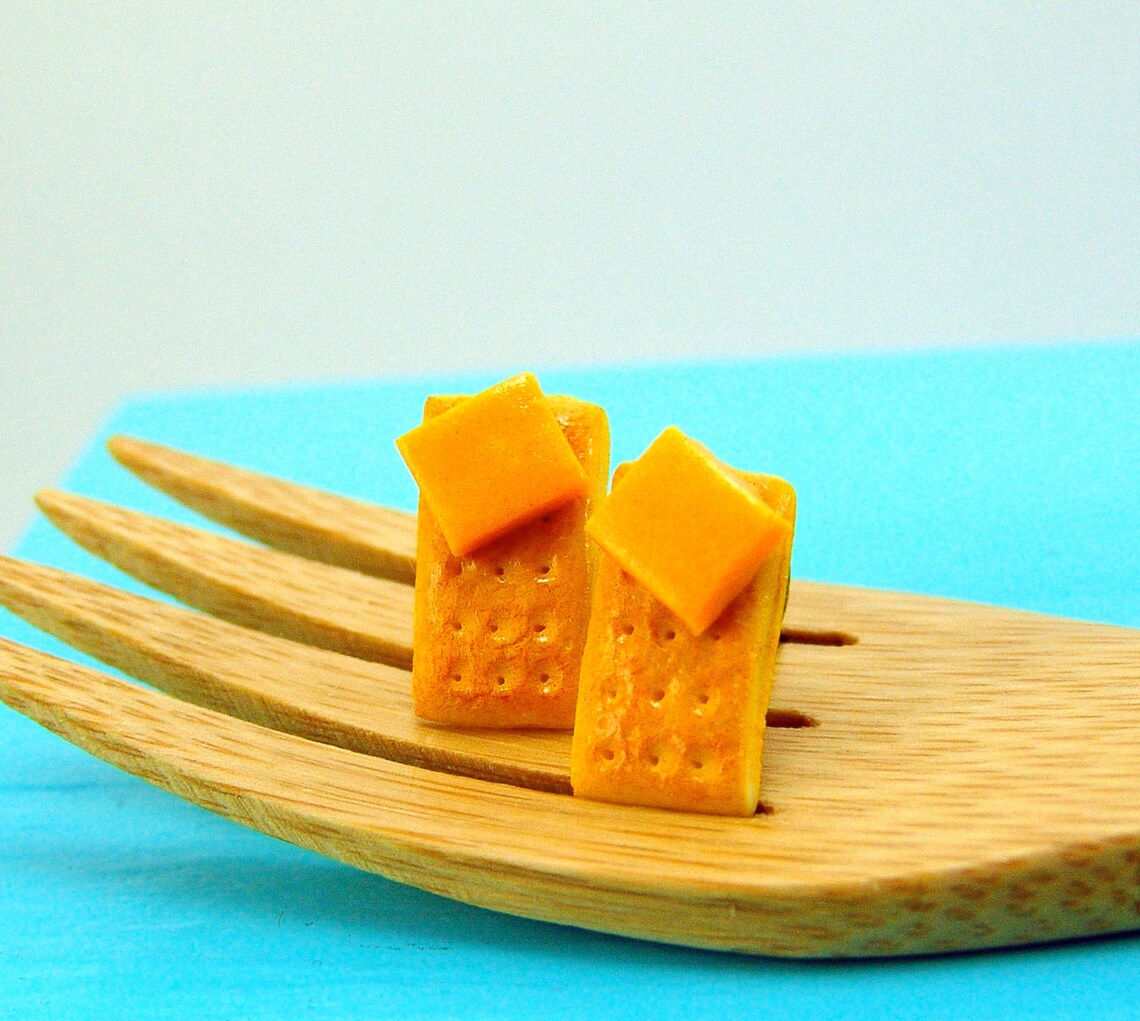 Food Earrings // Cheese and Cracker Earrings // Food Jewelry - Etsy
