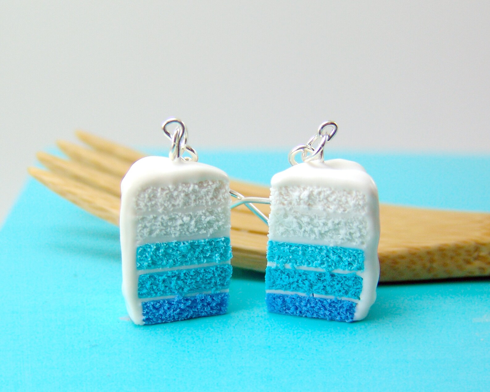 Cake Earrings // Blue Ombre Earrings // Food Jewelry // MADE TO ORDER ...