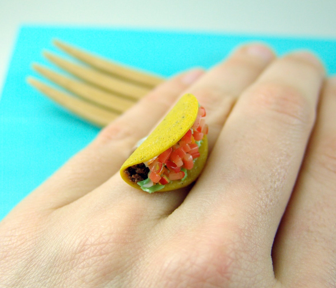 Food Ring // Taco Ring // MADE TO ORDER // Adjustable Ring // | Etsy