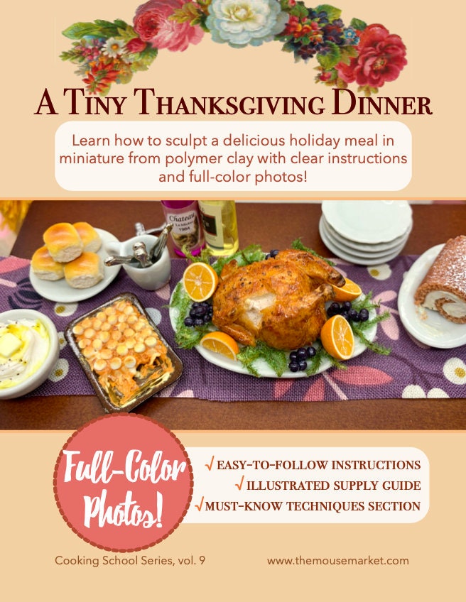 Digital Miniature Tutorial // Tiny Thanksgiving Dinner in | Etsy