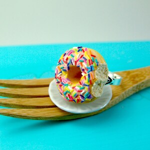 Food Ring // Donut Ring in Rainbow Sprinkles Deluxe // Adjustable Ring ...
