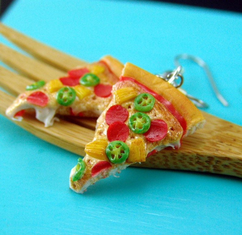 Pizza Earrings // Food Jewelry MADE TO ORDER // Pepperoni, Pineapple ...