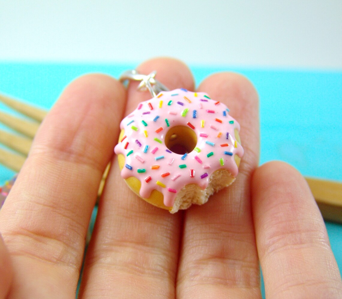 Donut Keychain With Rainbow Sprinkles // Food Keychain // MADE | Etsy